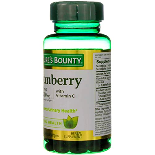 Nature's Bounty Cranberry Fruit 4200 mg, Plus Vitamin C Softgels, 120 ea (Pack of 4)