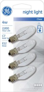 ge night light bulb standard, 4 watt, clear 4 ea (pack of 2)