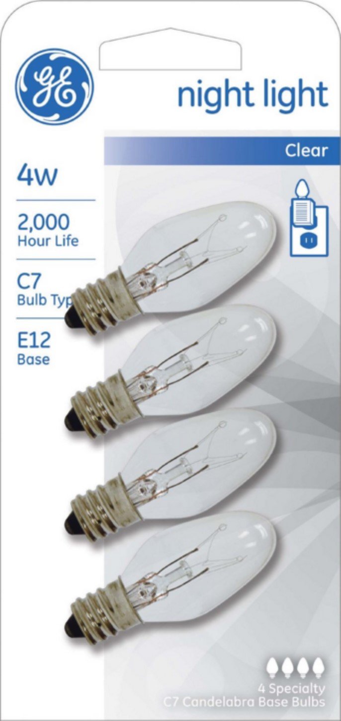 GE Night Light Bulb Standard, 4 Watt, Clear 4 ea (Pack of 2)