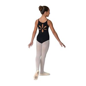 danz n motion by danshuz girl's empire front seam leotard 2425c (black, 6x/7)