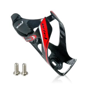 wiel lightweight full carbon fiber bicycle bike light drink water bottle cage holder (black red)