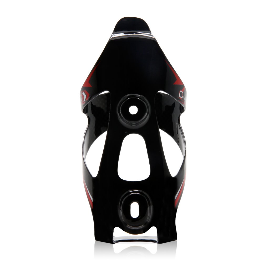 Wiel Lightweight Full Carbon Fiber Bicycle Bike Light Drink Water Bottle Cage Holder (Black Red)