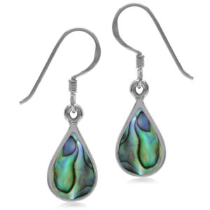 silvershake abalone paua shell inlay white gold plated 925 sterling silver drop dangle earrings