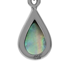 Silvershake Abalone Paua Shell Inlay White Gold Plated 925 Sterling Silver Drop Dangle Earrings