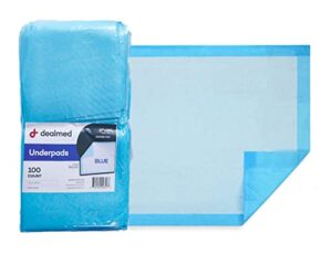 dealmed standard non-sterile medical underpads, 100 count disposable 2-ply tissue fill, 24" x 17", blue, 100 count, perfect for pet pads, furniture protection and more, 100 count (1 pack)