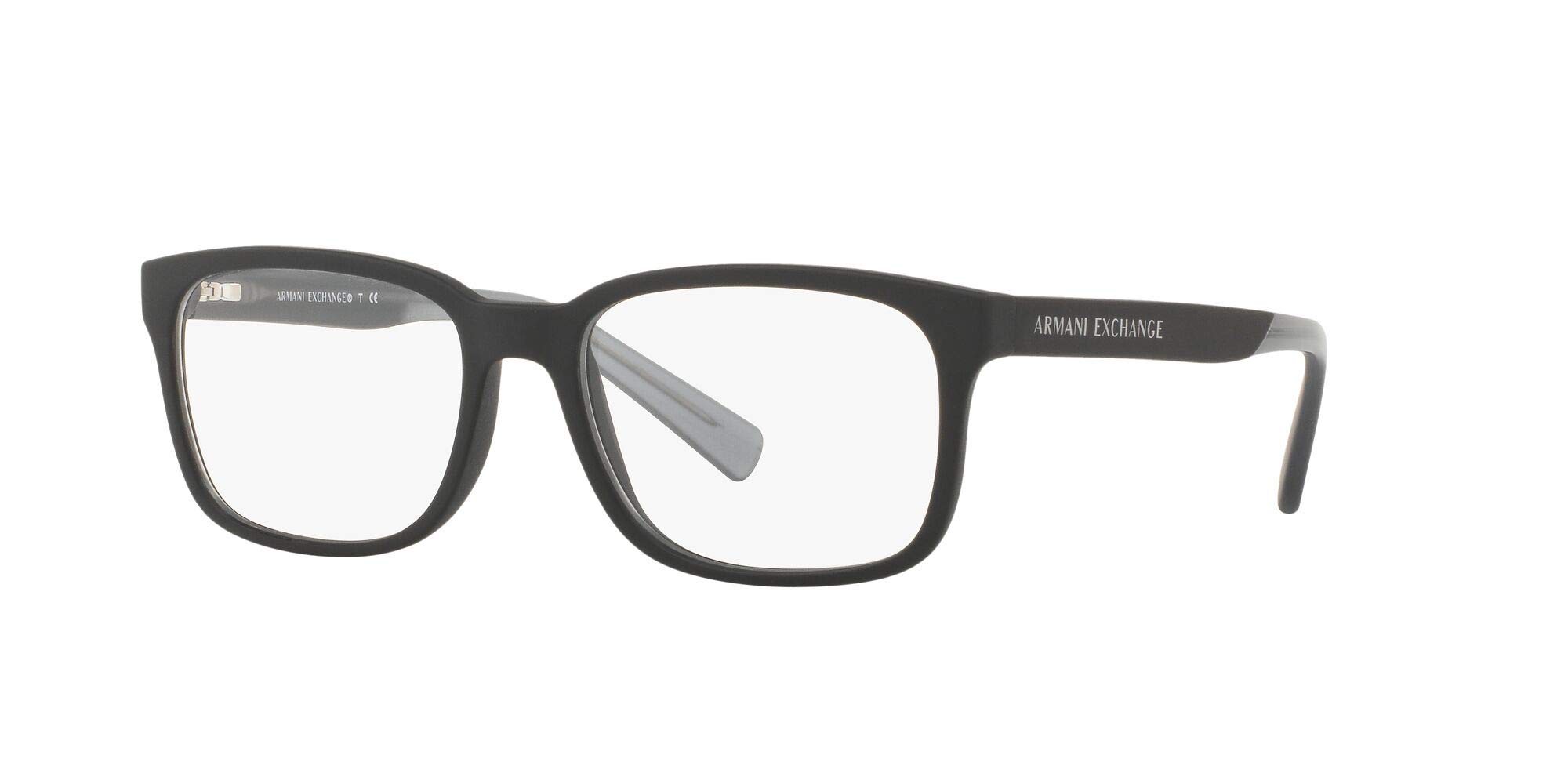 A|X ARMANI EXCHANGE Men's AX3029 Square Prescription Eyeglass Frames, Matte Black/Demo Lens, 54 mm