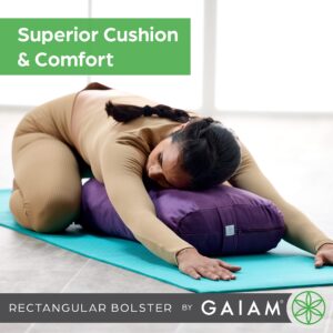 Gaiam Yoga Bolster - Long, Rectangular Meditation Pillow - Supportive Cushion for Restorative Yoga and Sitting on the Floor - Built-In Carrying Handle - Machine Washable Cover