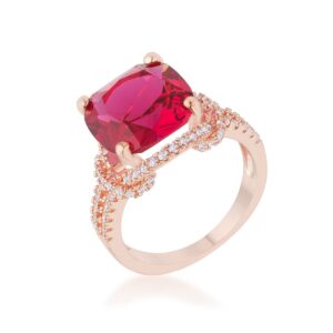 6.2ct ruby cz rose gold plated classic cocktail ring ring size 10