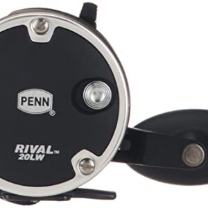 PENN Rival Level Wind Conventional Boat Fishing Reel, HT-100 Star Drag, Max of 15lb | 6.8kg, Forged and Machined Aluminum Spool, RIV20LW, Black