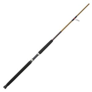 ugly stik 7’ tiger spinning rod, two piece nearshore/offshore rod, 20-50lb line rating, medium rod power, 1-6 oz. lure rating, versatile and dependable,black