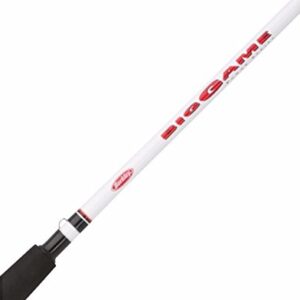 Berkley 8’ Big Game Spinning Fishing Rod and Reel Spinning Combo, 2 Ball Bearings with Lightweight Graphite Reel Body, 8’, Rod, Medium Heavy, Black/White/Red, 2-Piece