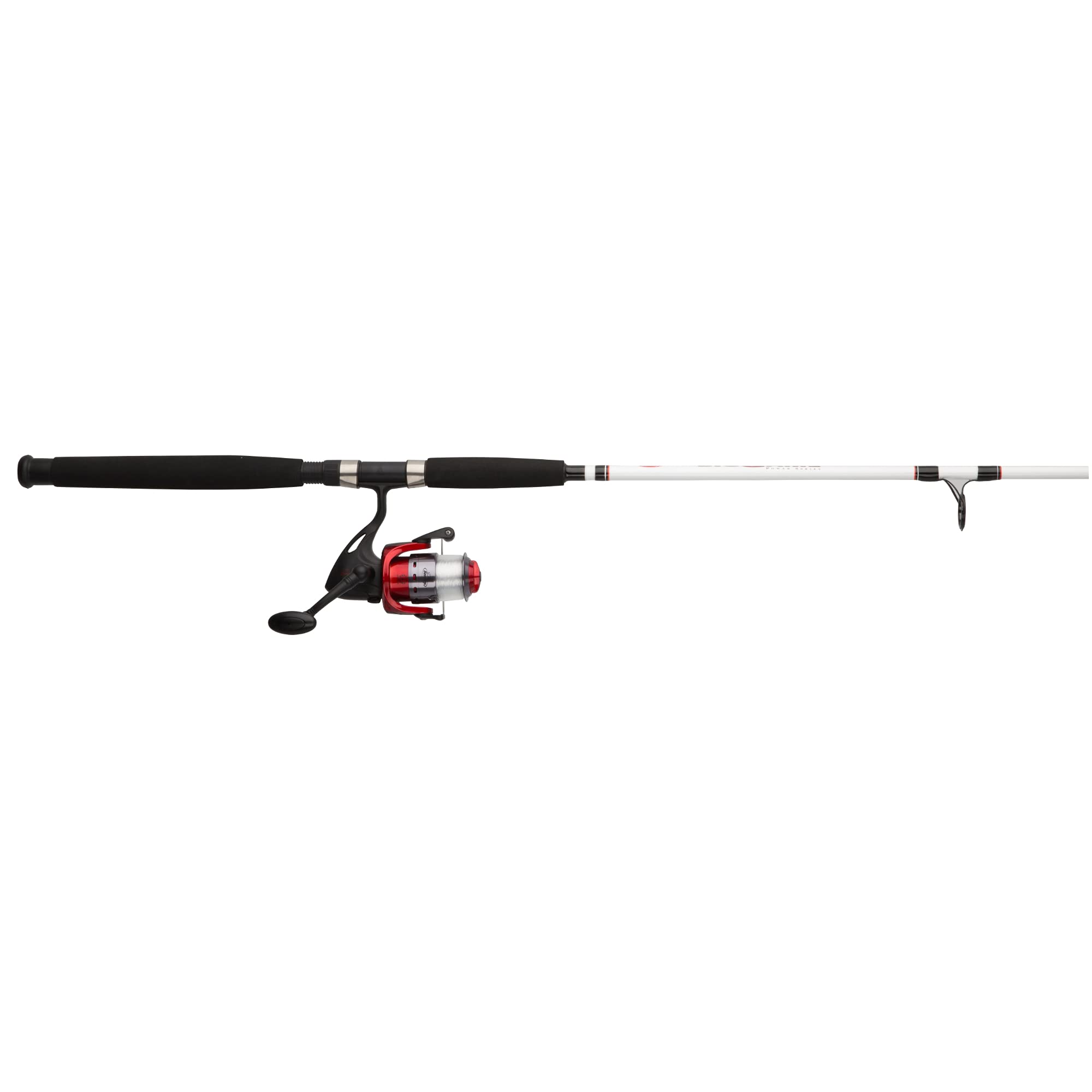 Berkley 8’ Big Game Spinning Fishing Rod and Reel Spinning Combo, 2 Ball Bearings with Lightweight Graphite Reel Body, 8’, Rod, Medium Heavy, Black/White/Red, 2-Piece