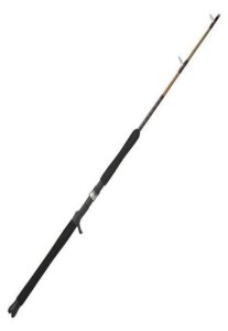 shakespeare ugly stik 5’8” tiger elite jig casting rod, one piece nearshore/offshore rod, 100-200lb line rating, extra heavy rod power, 8-14 oz. lure rating, versatile and dependable