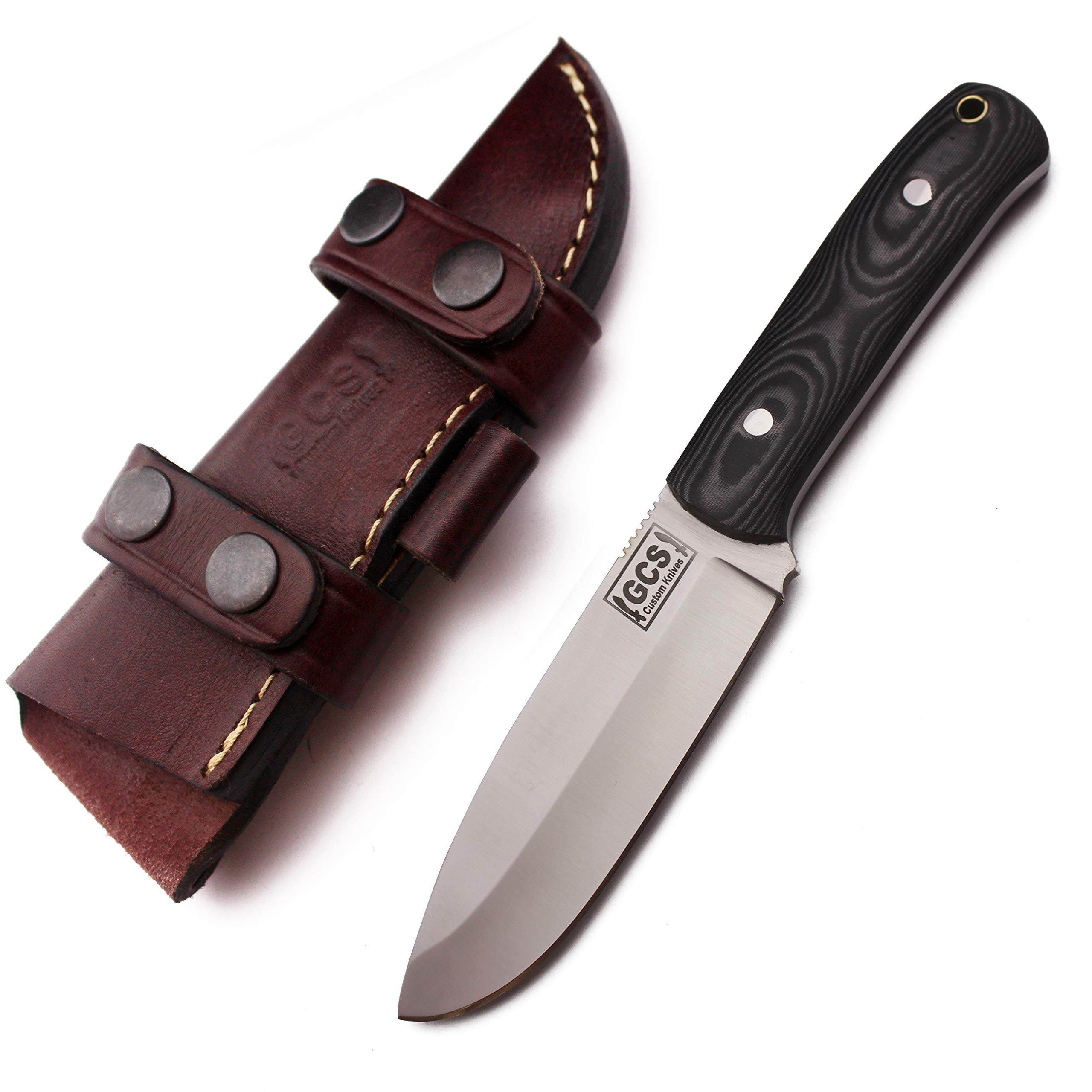 GCS Handmade G10Handle D2 Tool Steel Tactical Hunting Knife with leather sheath Full tang blade designed for Hunting & EDC GCS 10