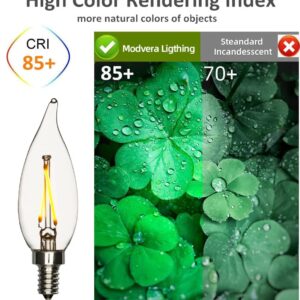 Modvera Lighting - 25W Equal LED Candelabra Bulb Bent Tip 2 Watts Warm White 2700K E12 Base Filament Style Chandelier Bulb. UL Listed, RoHS Compliant - 6 Pack