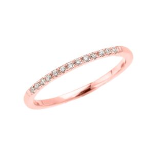 14k rose gold dainty diamond stackable ring(size 9)