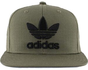 adidas originals mens plus flatbrim structured men s originals trefoil chain snapback cap, olive cargo ripstop, one size us