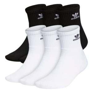 adidas originals trefoil quarter socks (6-pair), white/black, large