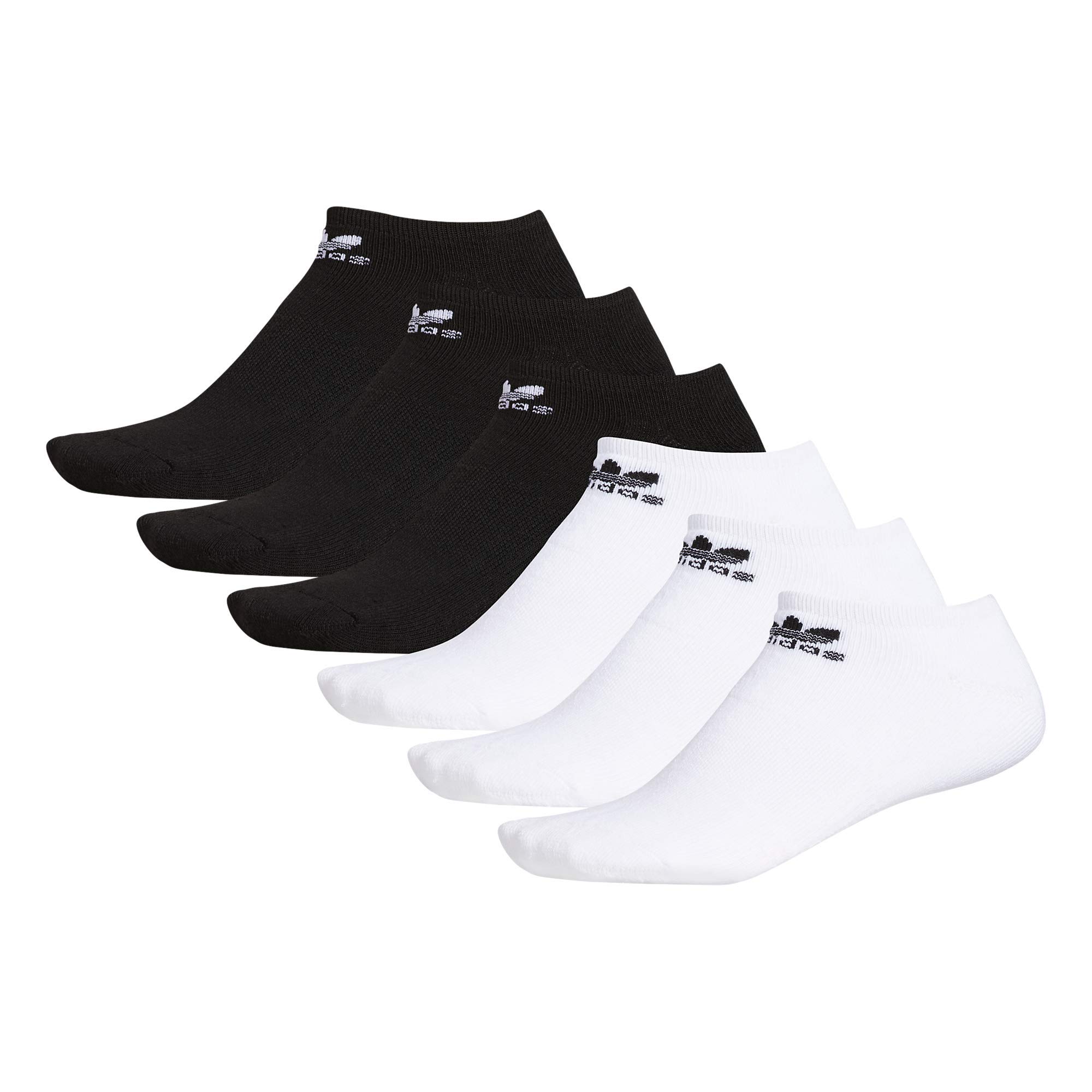 adidas Originals Trefoil No Show Socks (6-Pair), White/Black, Large