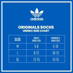 adidas Originals Trefoil No Show Socks (6-Pair), White/Black, Large