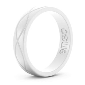 enso rings women’s infinity silicone wedding ring – hypoallergenic wedding band for ladies – comfortable band for active lifestyle – 4.5mm wide, 1.5mm thick (white, 4)