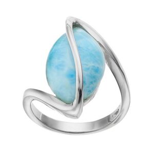 sterling silver oval larimar twisted ring (size 6)