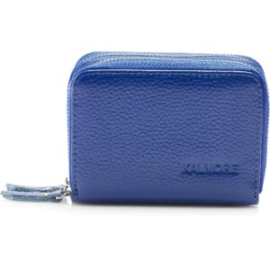 kalmore women's leather rfid secured spacious cute card wallet small purse, blue, two zippers