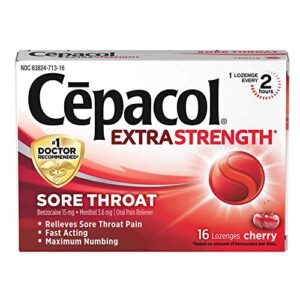 cepacol maximum strength throat drop lozenges, cherry, 16 count