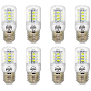 e27 5w white led light bulb lamp, low power consumption, ac 110-120v, cool white 6500k, e26 led corn bulb, 40 watts replacement, pack of 8 units