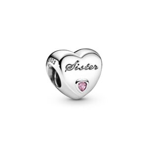 pandora jewelry sister's love cubic zirconia charm in sterling silver