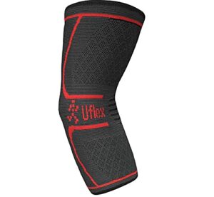 uflex elbow compression sleeve for women & men- brace for injury recovery, tendonitis, bursitis, weightlifting, golf, tennis, basketball- single wrap