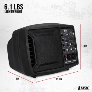 LyxPro SPA-5.5 Small PA Speaker Monitor Class-D Amplifier 3 Channel Mixer 3 Band EQ, Powerful Compact Active Speaker System amp with Mixer 48V Phantom Power