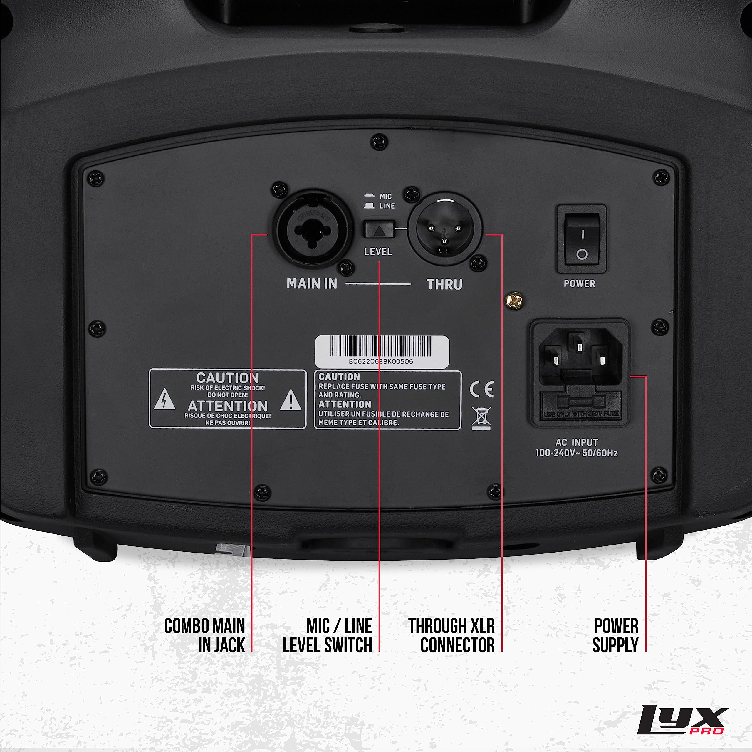 LyxPro SPA-5.5 Small PA Speaker Monitor Class-D Amplifier 3 Channel Mixer 3 Band EQ, Powerful Compact Active Speaker System amp with Mixer 48V Phantom Power