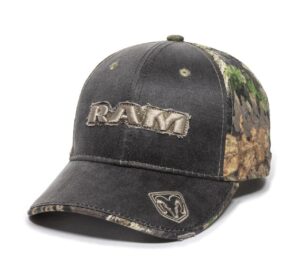 hat - ram camouflage weathered ball cap 3-d embroidered with applique