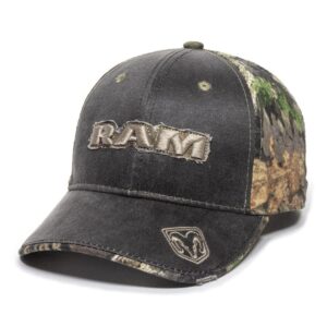 Hat - RAM Camouflage Weathered Ball Cap 3-D Embroidered with Applique