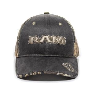 Hat - RAM Camouflage Weathered Ball Cap 3-D Embroidered with Applique