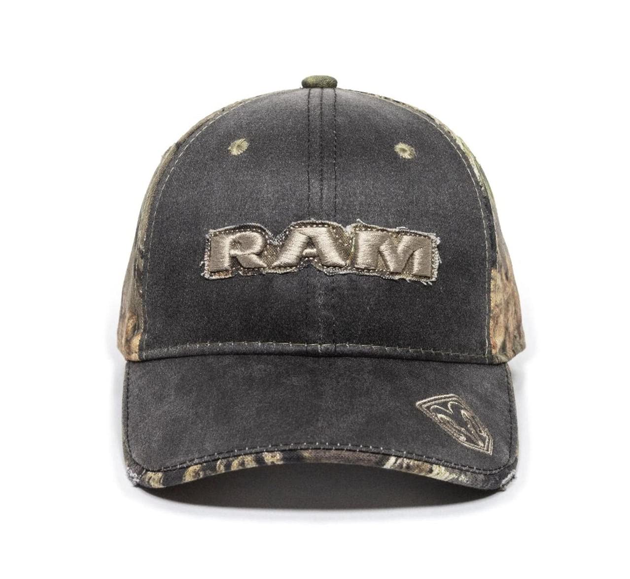 Hat - RAM Camouflage Weathered Ball Cap 3-D Embroidered with Applique