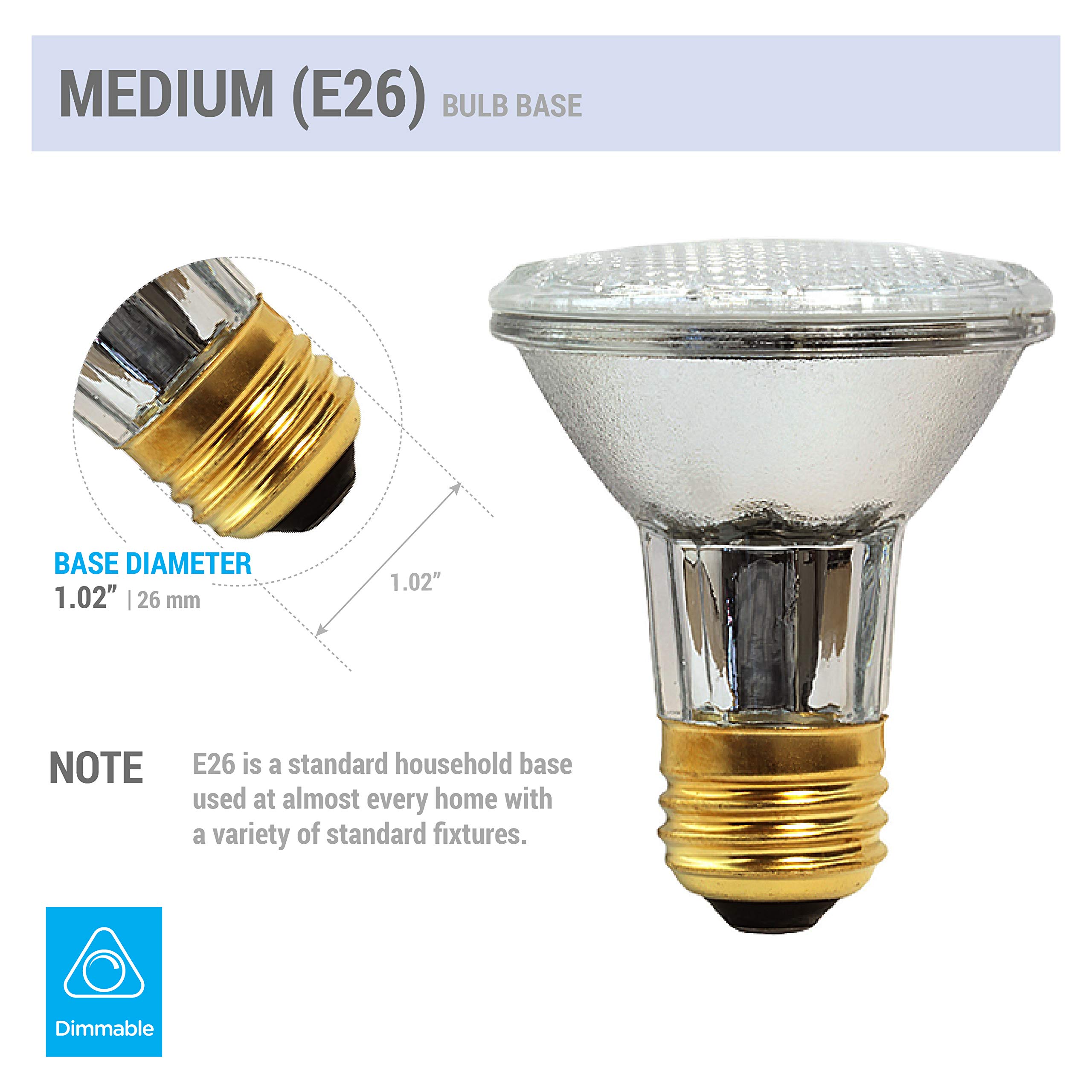 KOR (Pack Of 12) 39PAR20/FL 120V - 39 Watt High Output (50W Replacement) PAR20 Flood - 120 Volt Halogen Light Bulbs