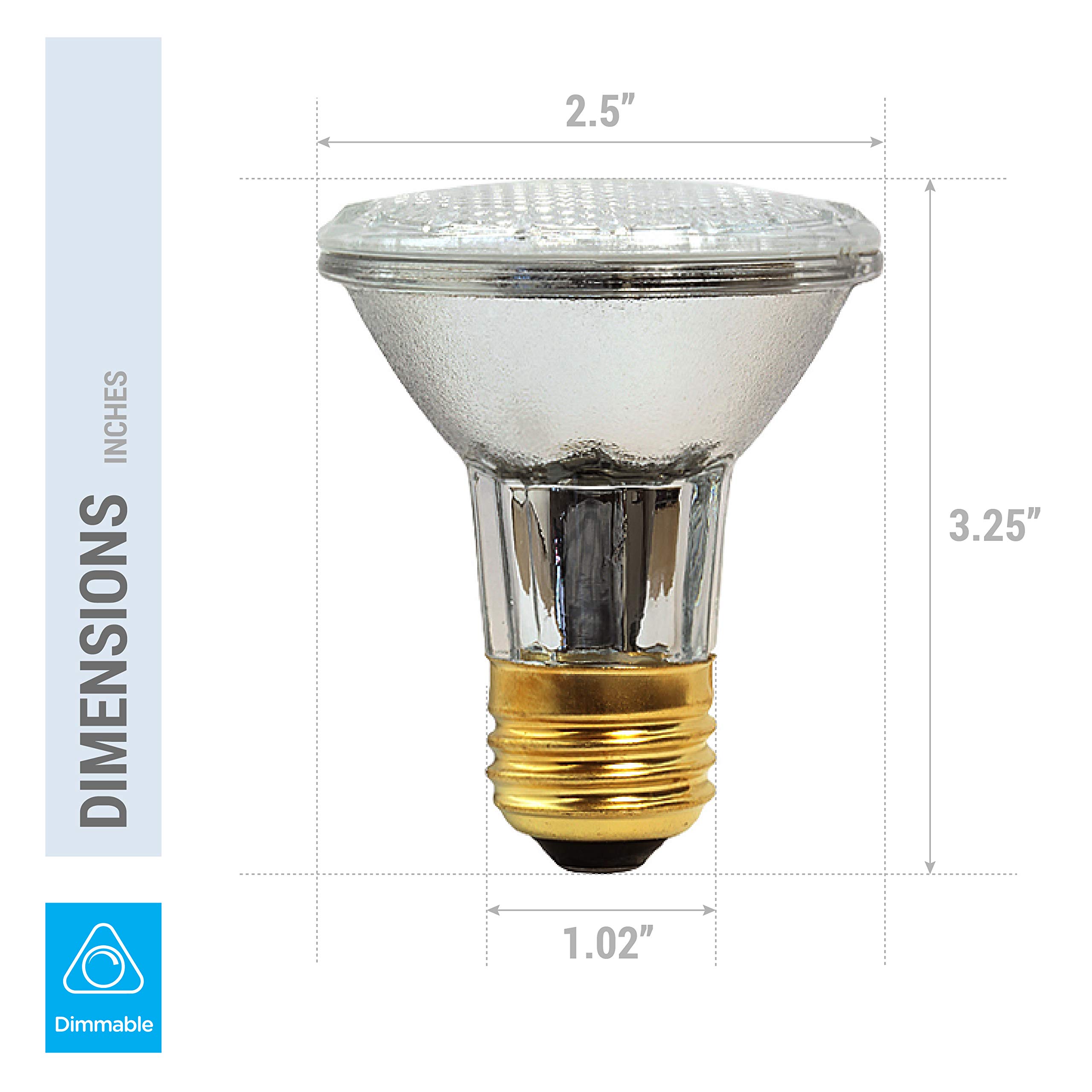 KOR (Pack Of 12) 39PAR20/FL 120V - 39 Watt High Output (50W Replacement) PAR20 Flood - 120 Volt Halogen Light Bulbs