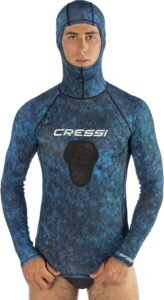 cressi hunter hooded rash guard, blue camo, m