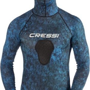 Cressi Hunter Hooded Rash Guard, Blue Camo, M