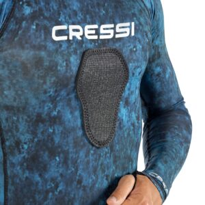 Cressi Hunter Hooded Rash Guard, Blue Camo, M