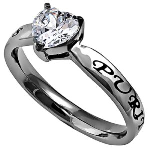 spirit & truth christian purity cz heart solitaire promise ring high polished stainless steel with verse matthew 5:8 (7)