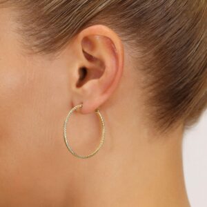 14k Yellow Gold Twisted Square Tube Hoop Earrings (35mm - 1.4'')…