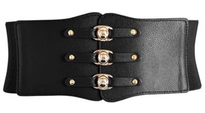 nanxson womens elastic wide waist band tied waspie corset obi waist belt pdw0077 (black)