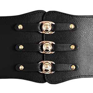 Nanxson Womens Elastic Wide Waist Band Tied Waspie Corset Obi Waist Belt PDW0077 (black)