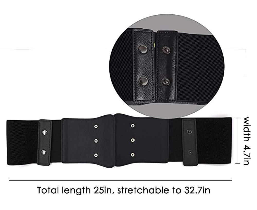 Nanxson Womens Elastic Wide Waist Band Tied Waspie Corset Obi Waist Belt PDW0077 (black)