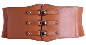 nanxson womens elastic wide waist band tied waspie corset obi waist belt pdw0077 (brown)