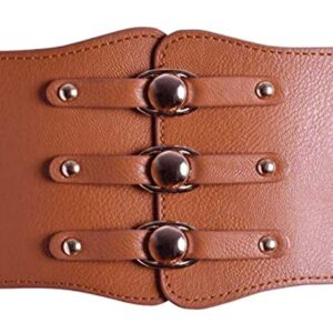 Nanxson Womens Elastic Wide Waist Band Tied Waspie Corset Obi Waist Belt PDW0077 (brown)