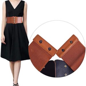 Nanxson Womens Elastic Wide Waist Band Tied Waspie Corset Obi Waist Belt PDW0077 (brown)